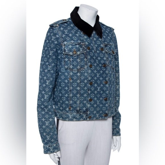 Louis Vuitton | Jackets & Coats | Louis Vuitton Denim Logo Monogram ...